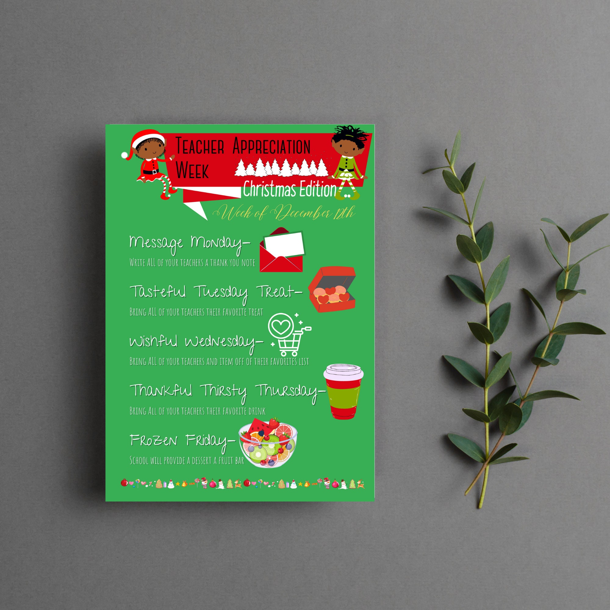 Teacher Appreciation Week, Winter Teacher Appreciation Week, Christmas ...