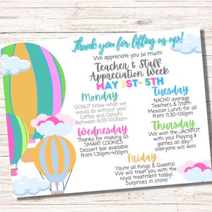 Teacher Appreciation Week Template, Editable Staff Appreciation ...