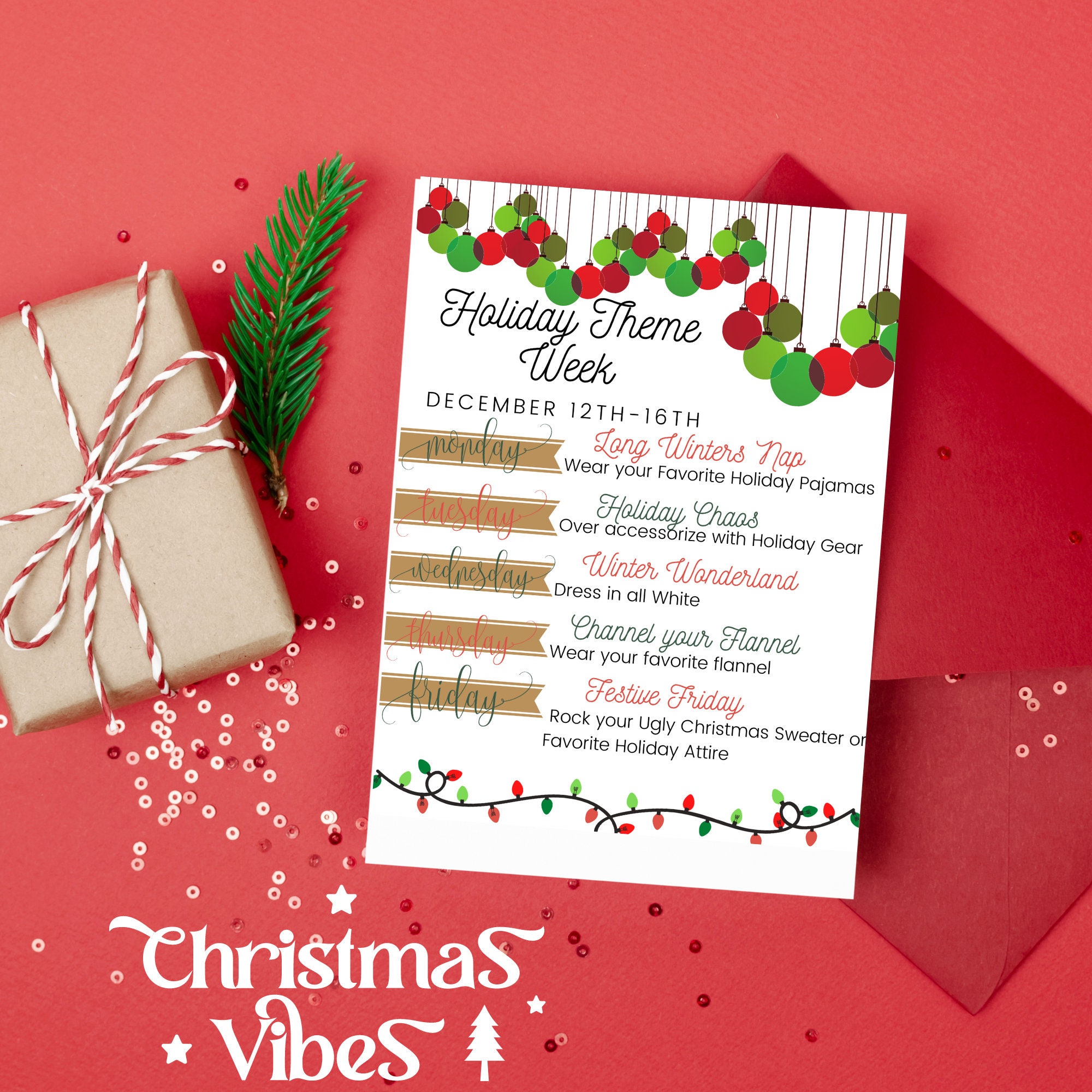 Holiday Theme Week, School/preschool Spirit Week, Office Winter ...