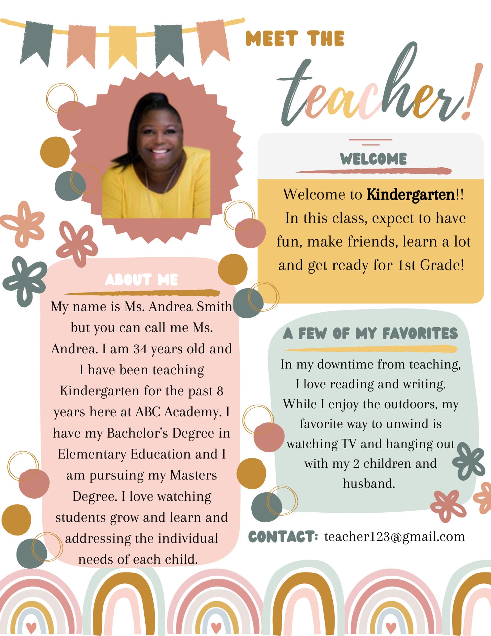Meet the Teacher Template, Teacher Introductory Template, Teacher ...