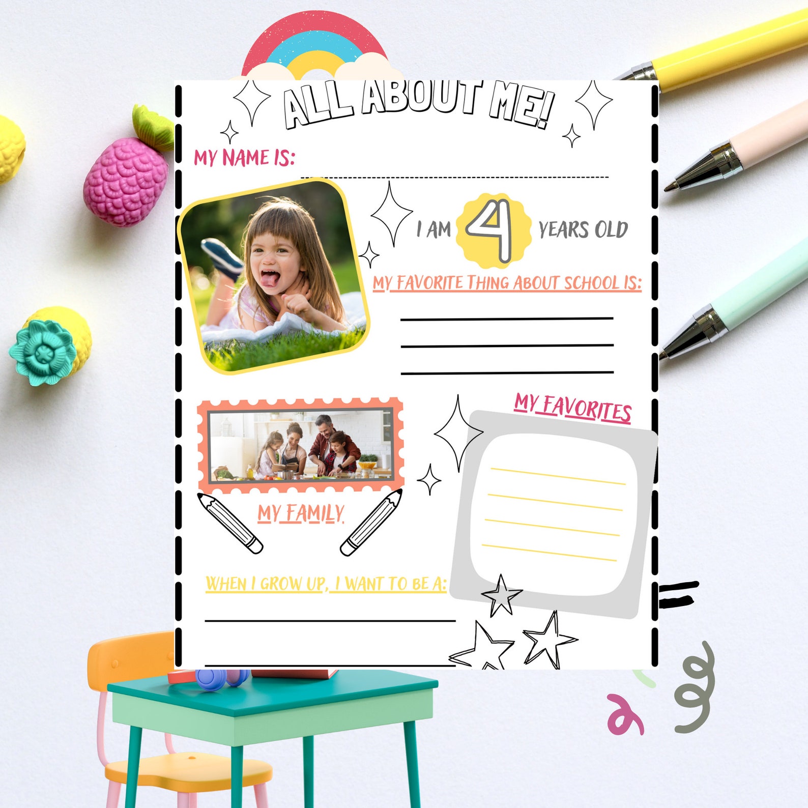 All About Me Template/printable, First Day of School Project ...