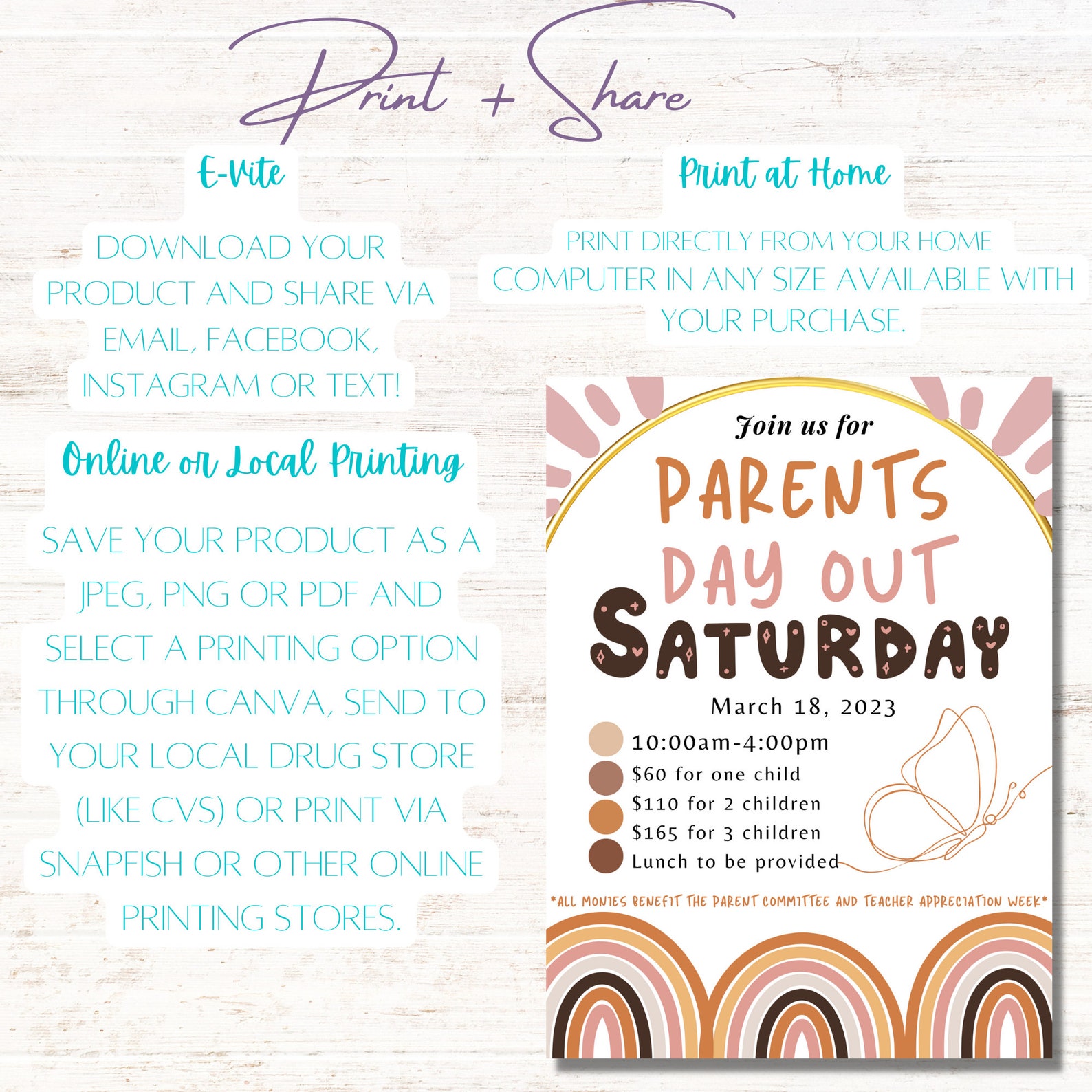 Parent's Day Out Fundraiser, Parent's Day Out Template/flyer ...