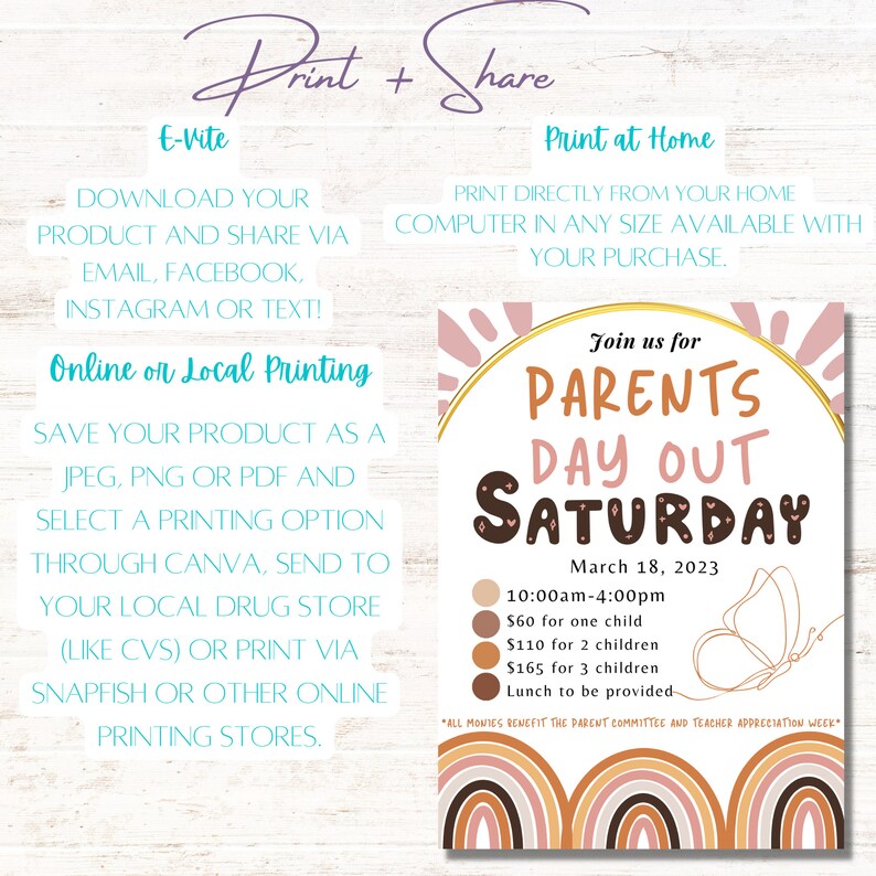 Parent's Day Out Fundraiser, Parent's Day Out Template/flyer ...