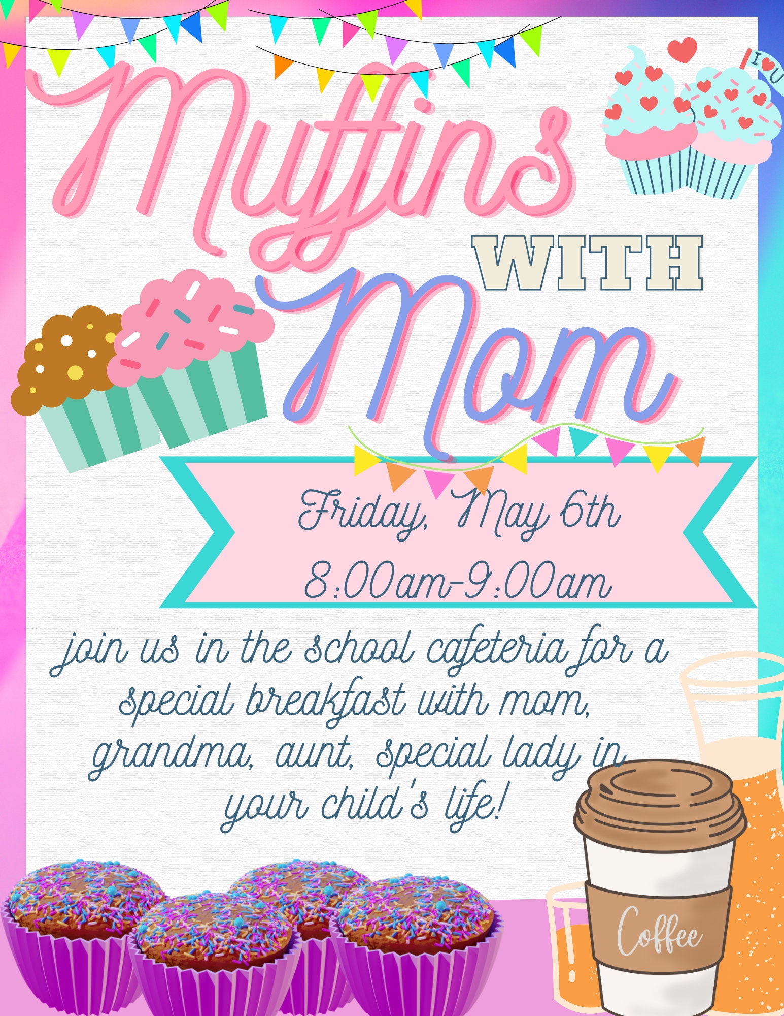 Muffins With Mom Template, Muffins With Mom Flyer, Muffins With Mom ...