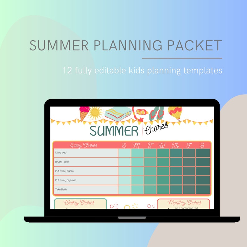 Summer Planner, Summer Organization Pack, Kids Summer Planner, Instant ...