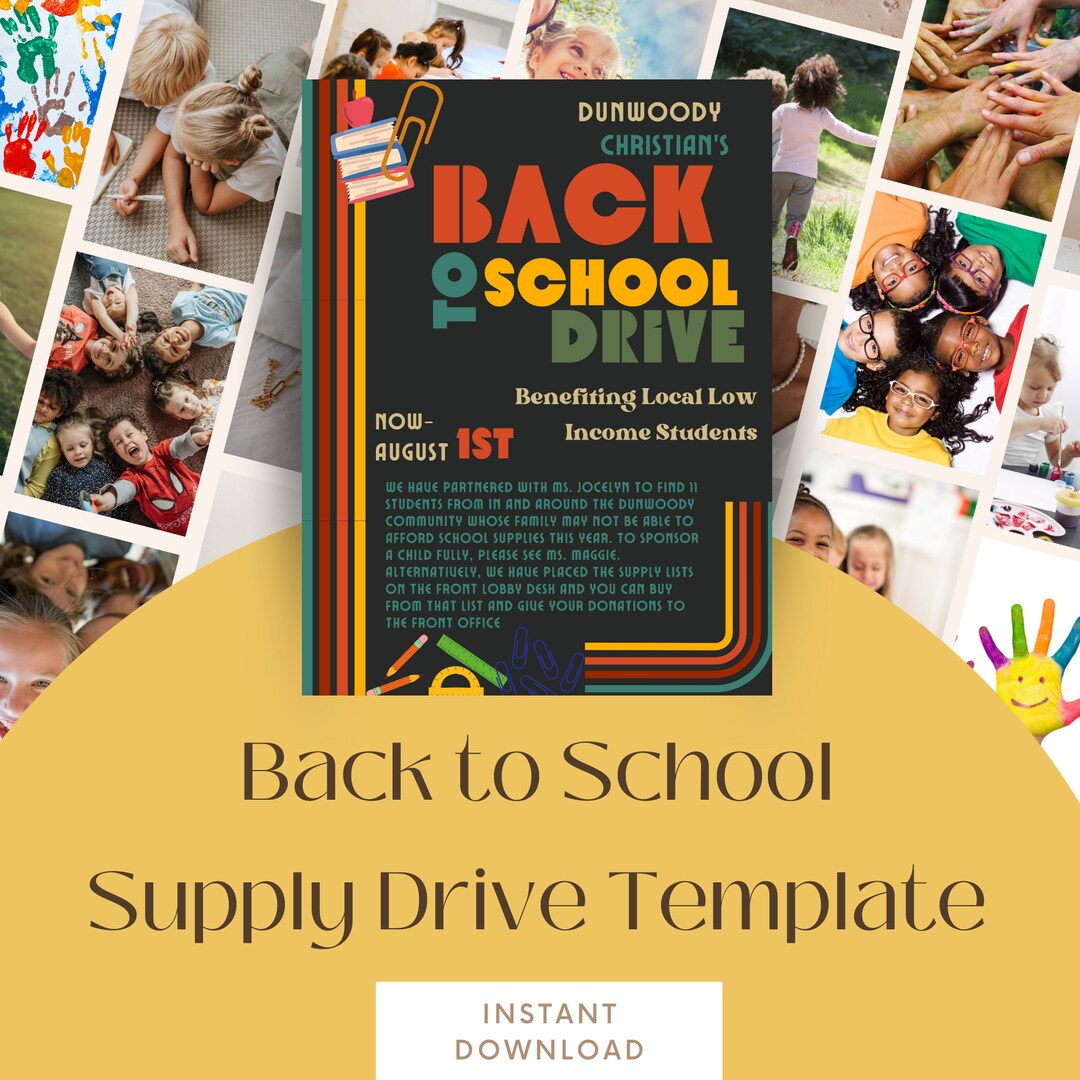 Editable School Supply Drive Flyer, Back to School Supplies Fundraiser ...