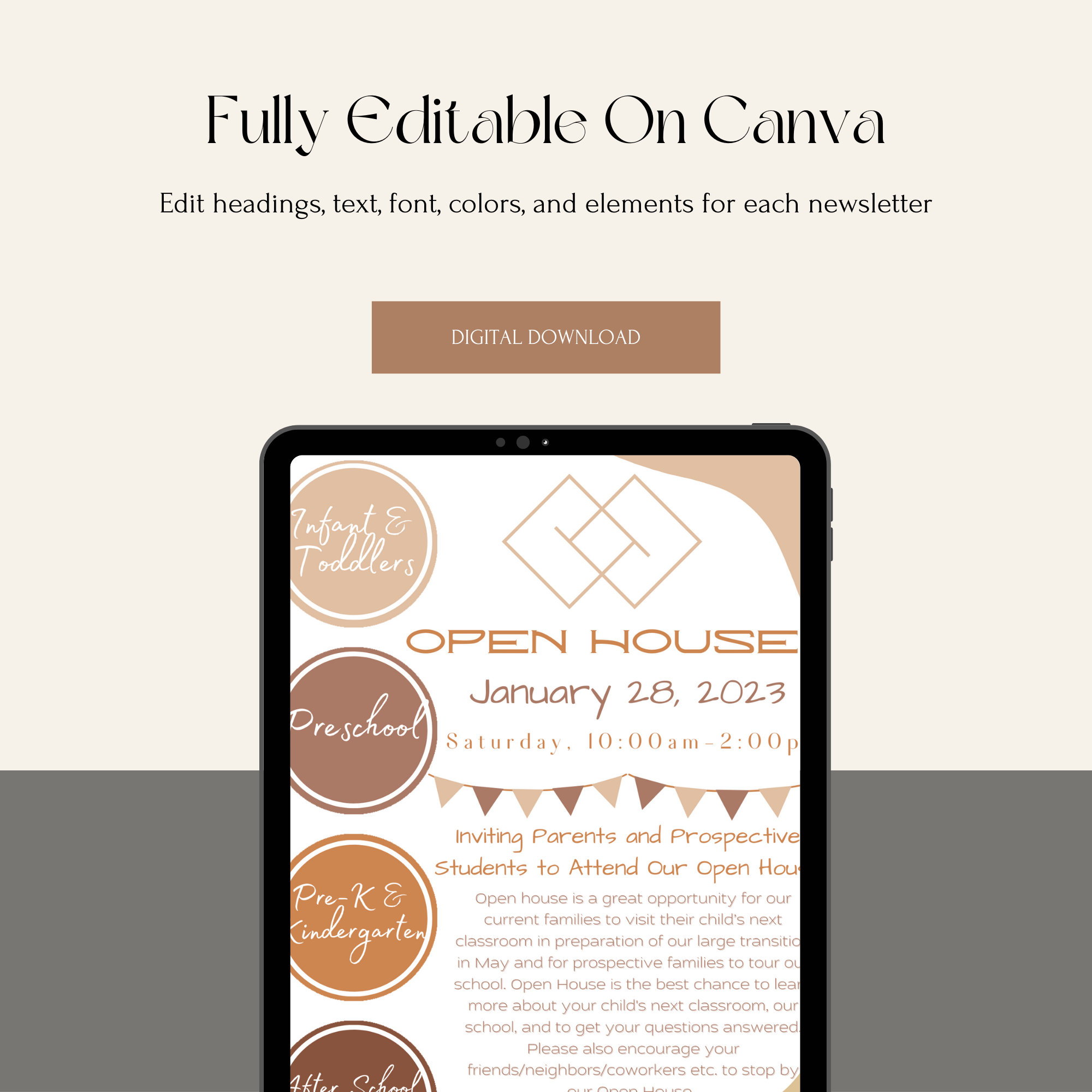 Open House DIGITAL DOWNLOAD Template, Preschool/school Open House ...