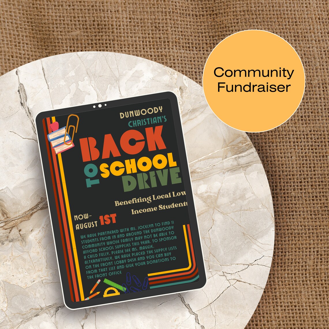 Editable School Supply Drive Flyer, Back to School Supplies Fundraiser ...