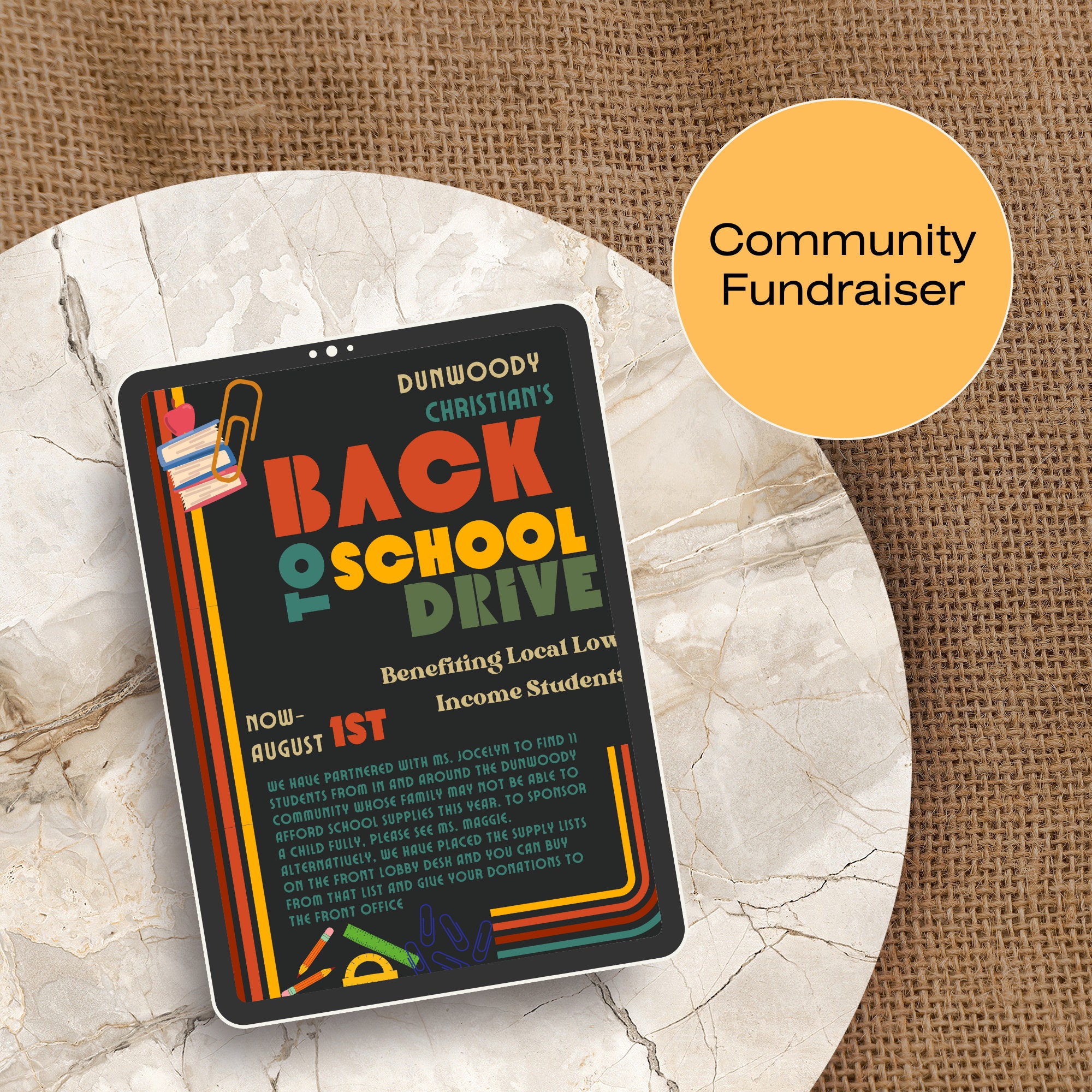 Editable School Supply Drive Flyer, Back to School Supplies Fundraiser ...