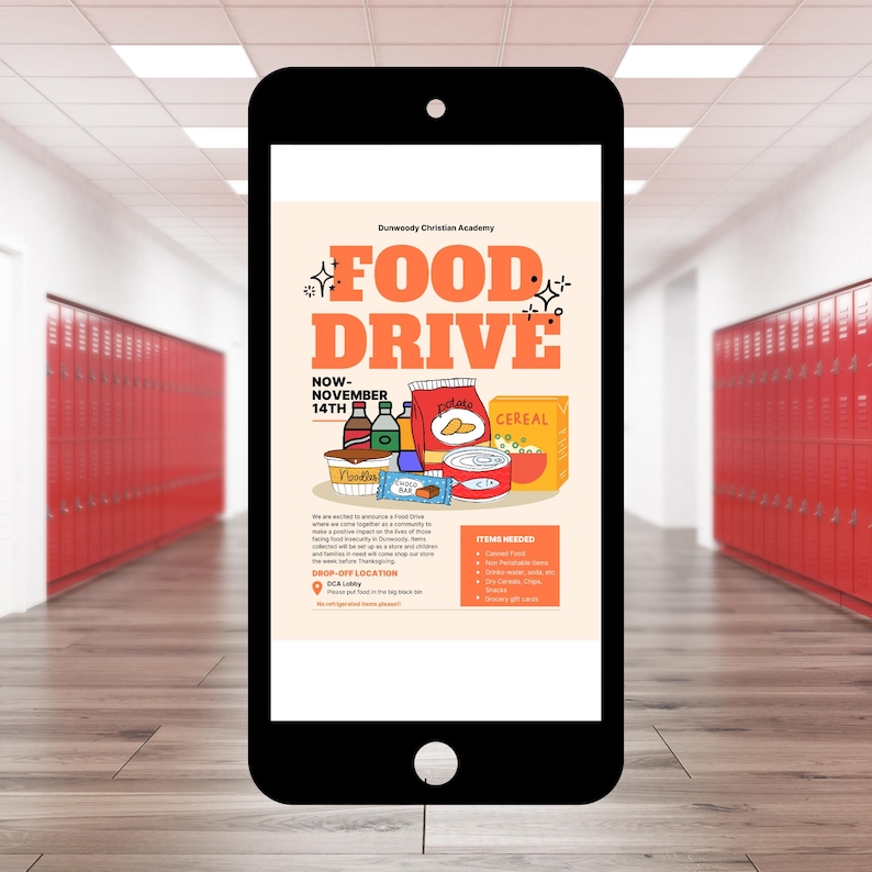 Food Drive Flyer Templates | Editable Canva Food Pantry Drive ...