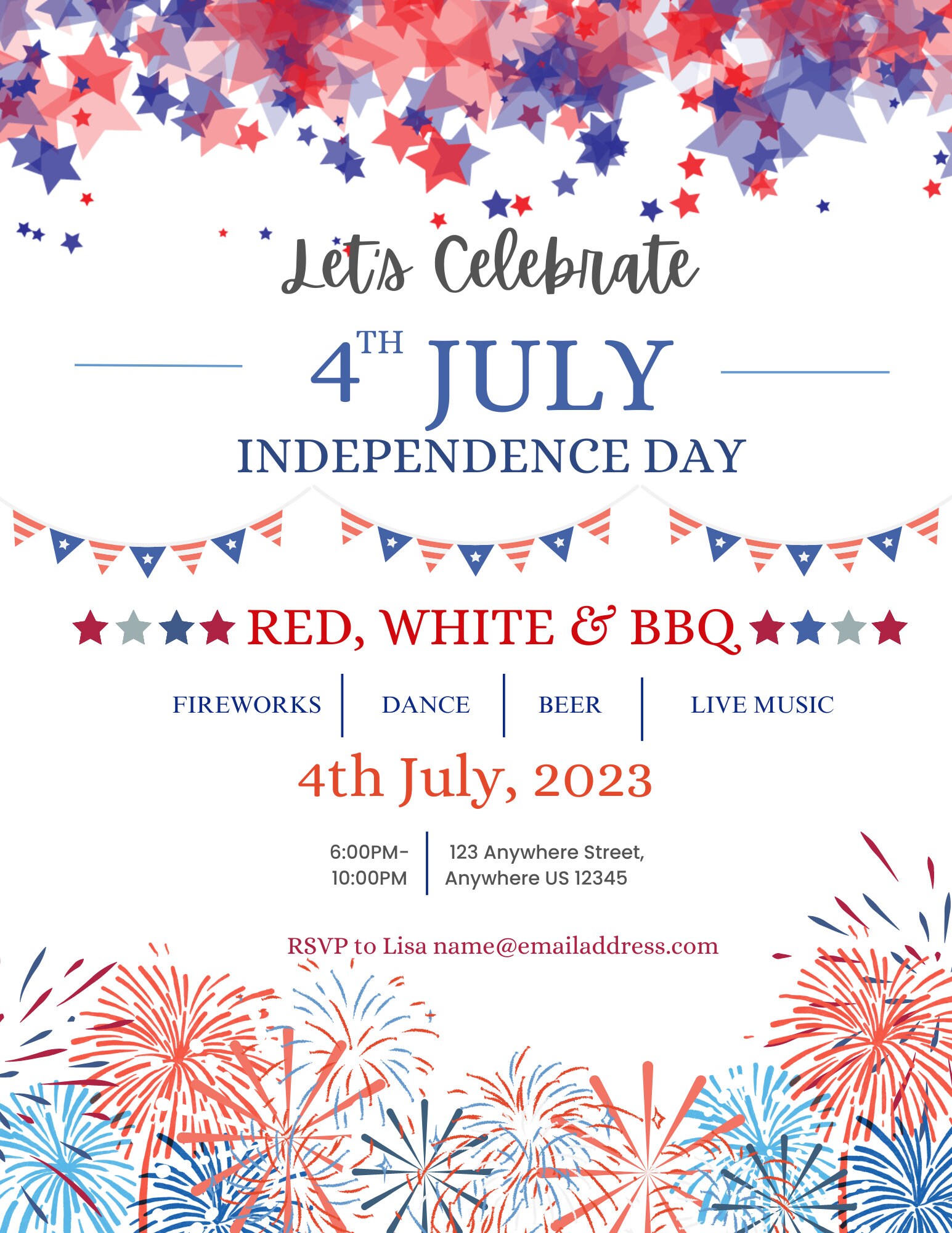 Editable 4th of July Parade Independence Day BBQ Template Bundle ...