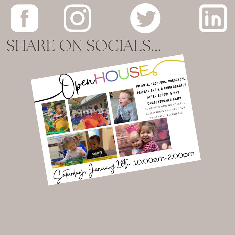 Childcare Open House Flyer, Preschool Open House Mailer, Open House ...