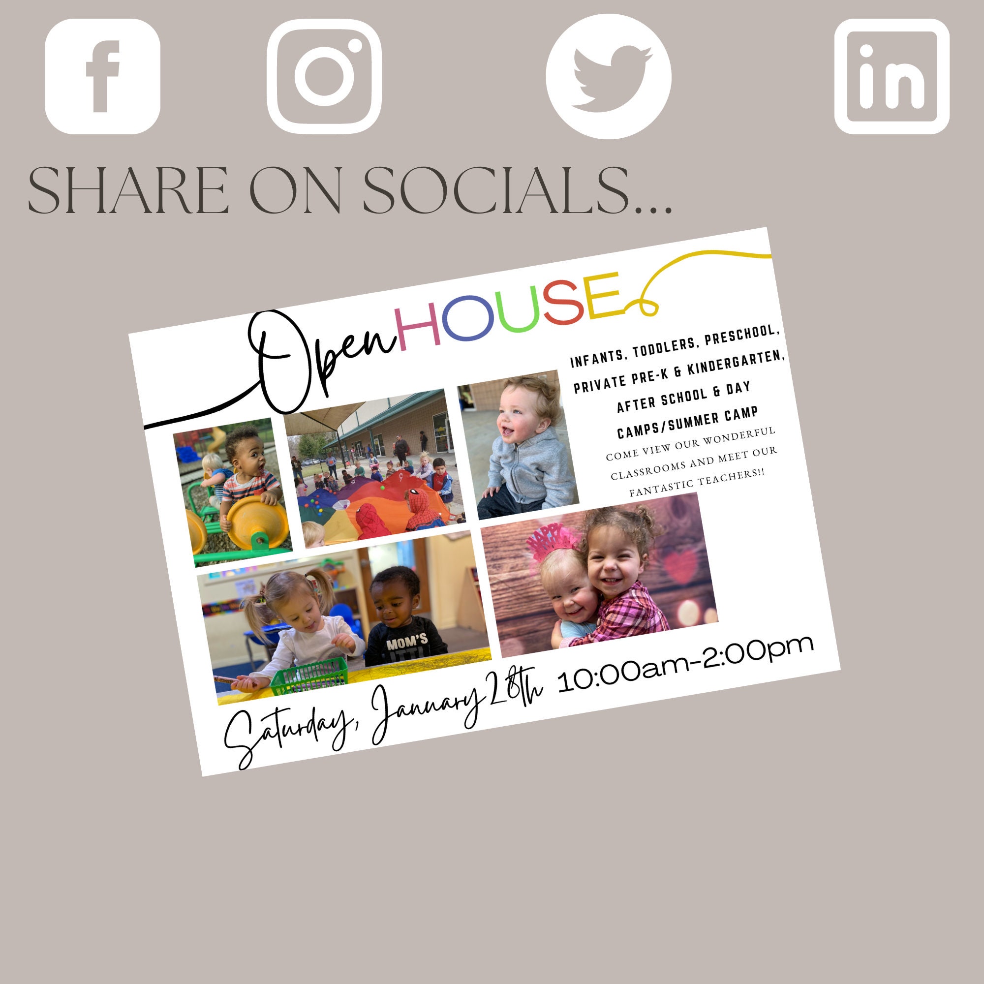 Childcare Open House Flyer, Preschool Open House Mailer, Open House ...