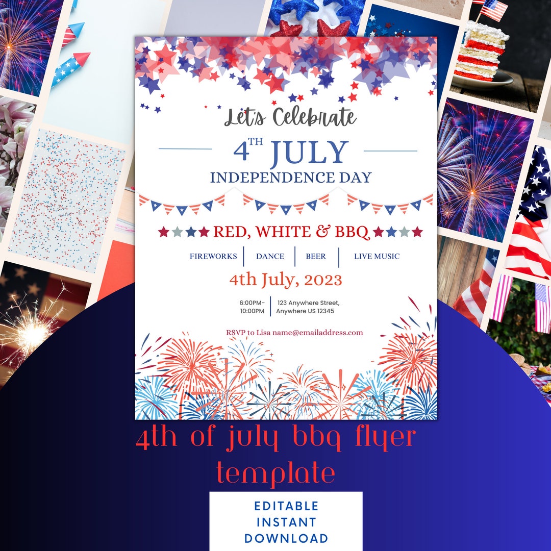 Editable 4th of July Parade + Independence Day BBQ Template Bundle ...