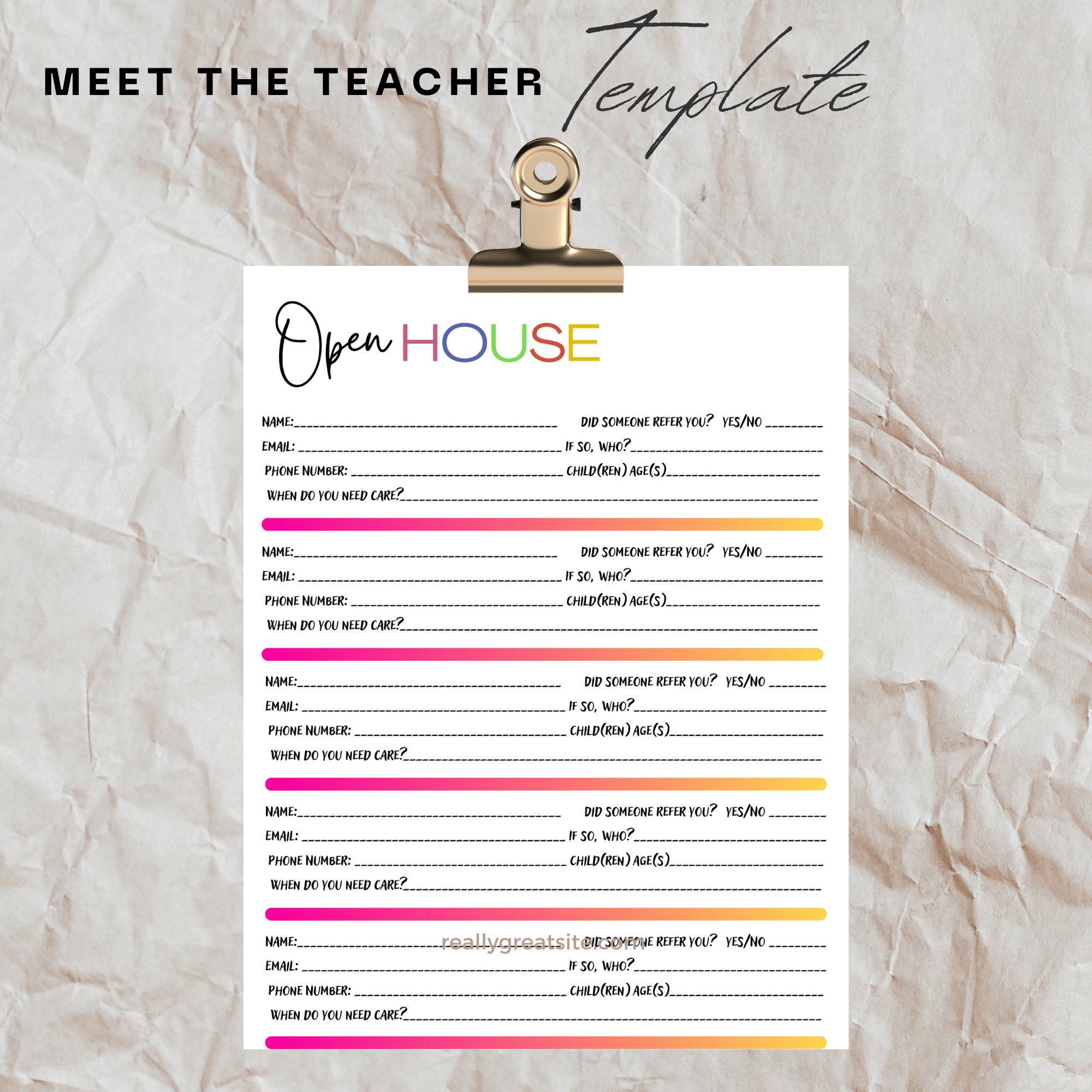 School Open House Sign In, Preschool Open House Sign In, Open House ...