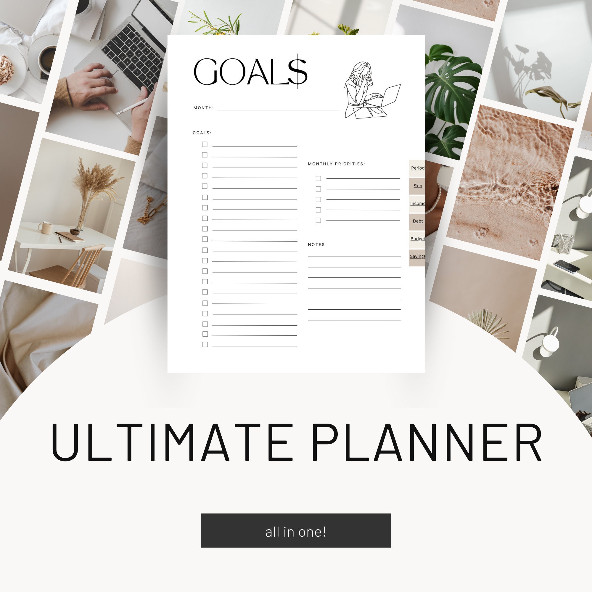 Neutral Planner Bundle, Printable Planner, Digital Planner Bundle ...