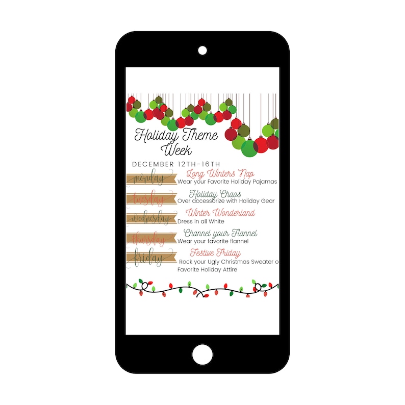 Holiday Theme Week, School/preschool Spirit Week, Office Winter ...