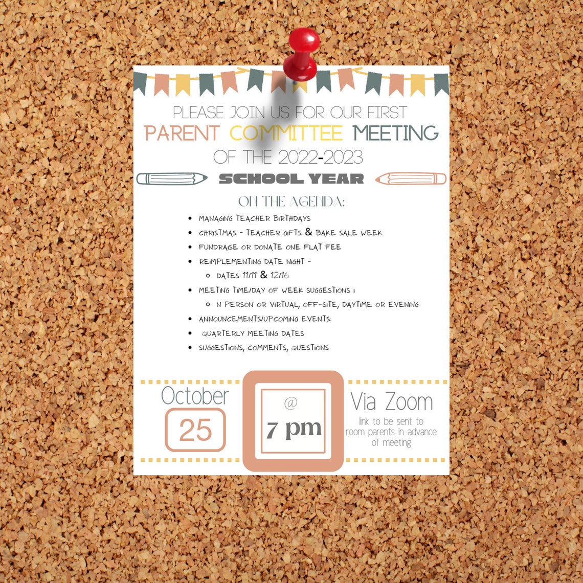 EDITABLE PTO, PTA, Parent Committee Meeting Flyer/invitation, School ...