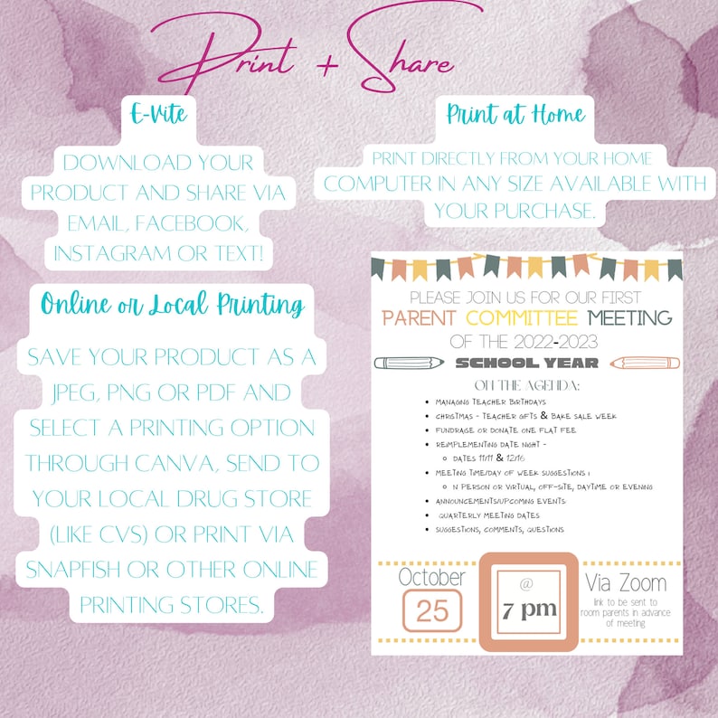 EDITABLE PTO, PTA, Parent Committee Meeting Flyer/invitation, School ...