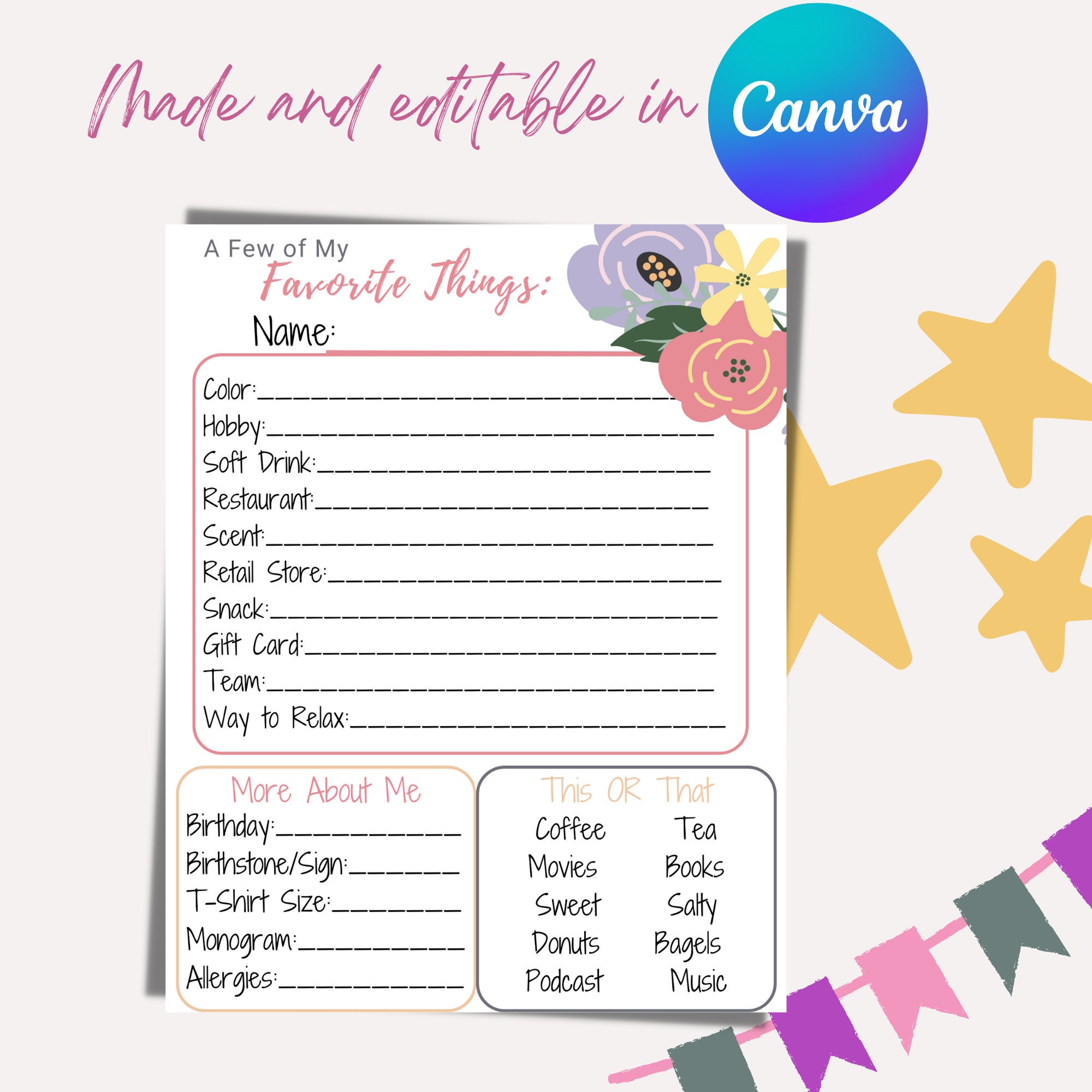 Staff Favorite Things, Staff Appreciation, Editable Teacher Favorites ...