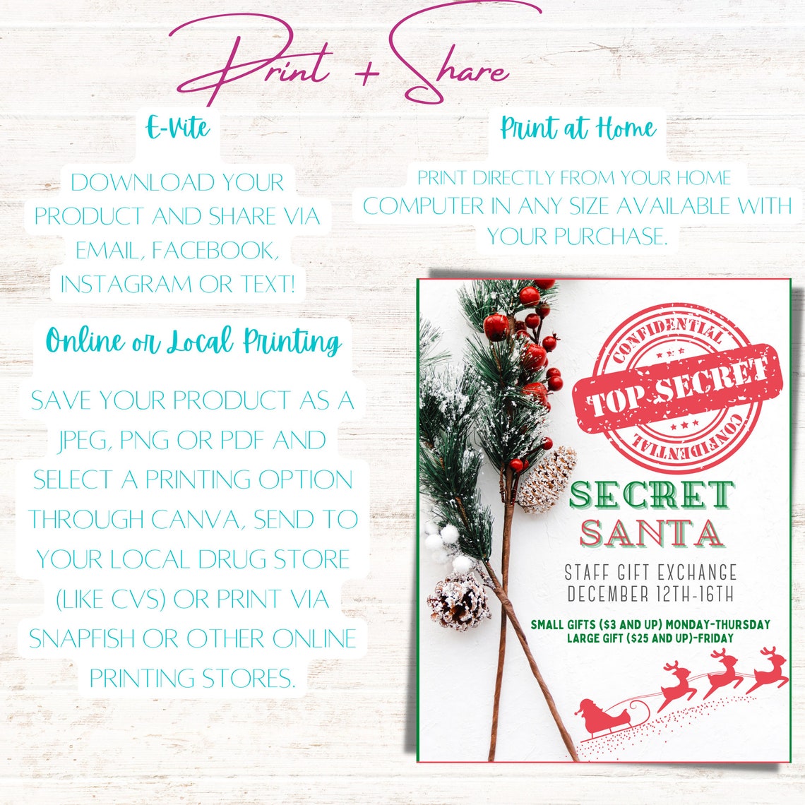 Secret Santa Flyer, Secret Santa Instructions, Office Secret Santa ...