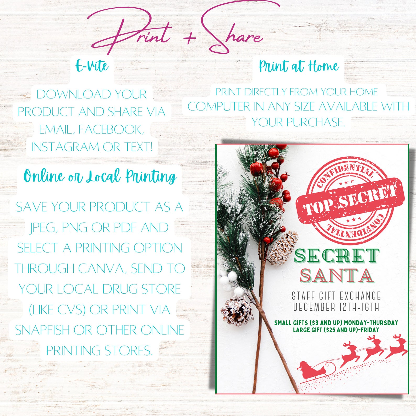 Secret Santa Flyer, Secret Santa Instructions, Office Secret Santa ...