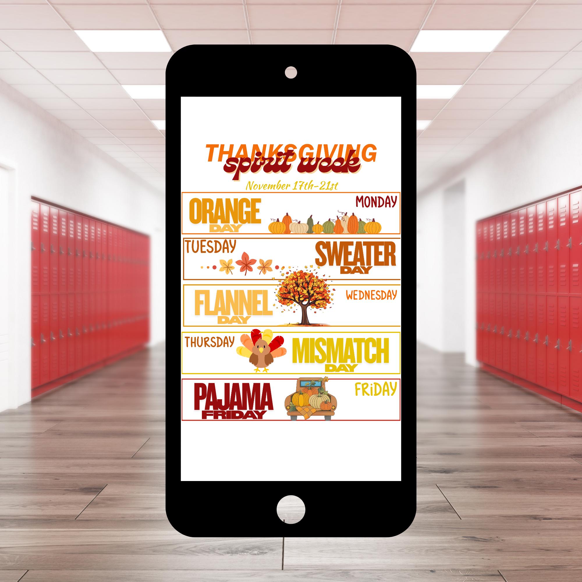 Thanksgiving Spirit Week Template | Editable Canva Fall Theme Week ...