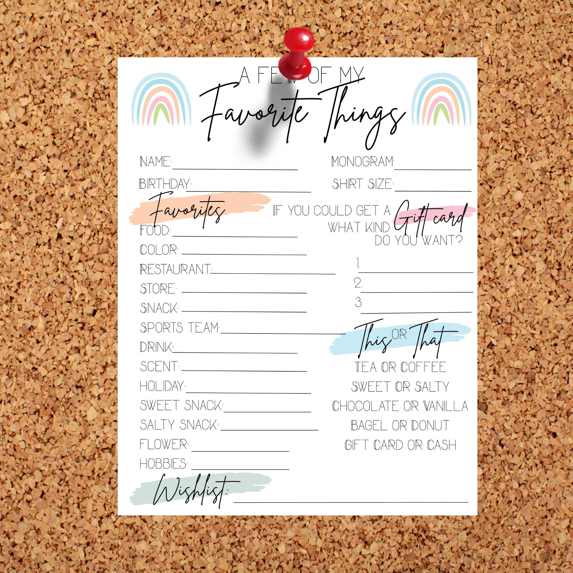 Editable Favorite Things Questionnaire Template | Canva Customizable ...