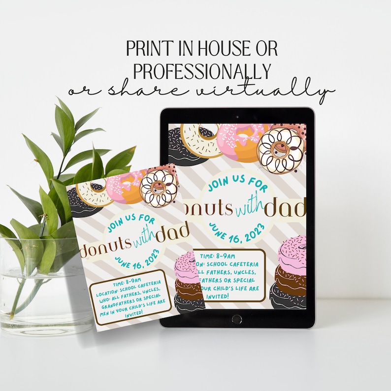 Donuts With Dad Flyer/invitation, Donuts With Dad Editable Template ...