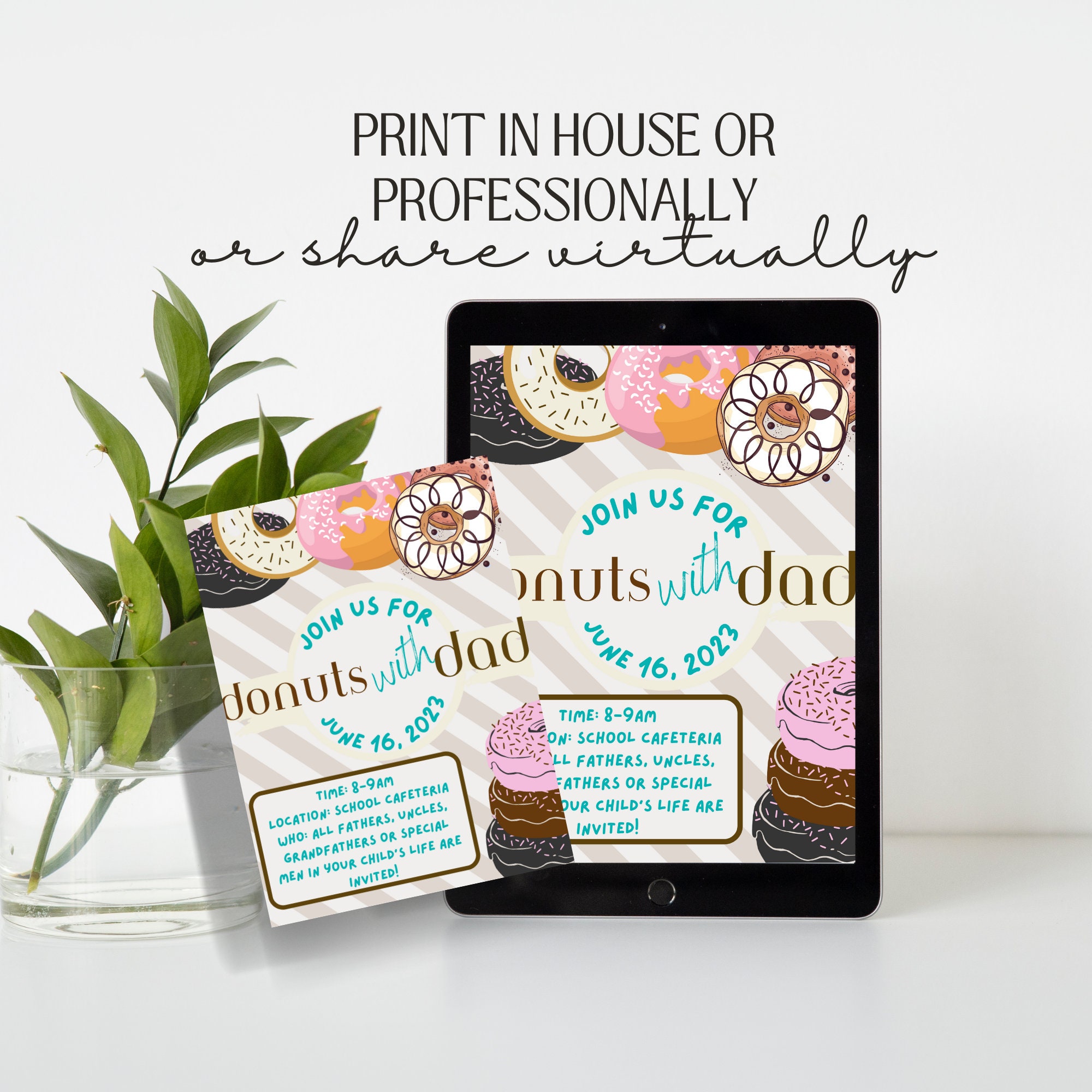 Donuts With Dad Flyer/invitation, Donuts With Dad Editable Template ...