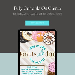 Donuts With Dad Flyer/invitation, Donuts With Dad Editable Template ...