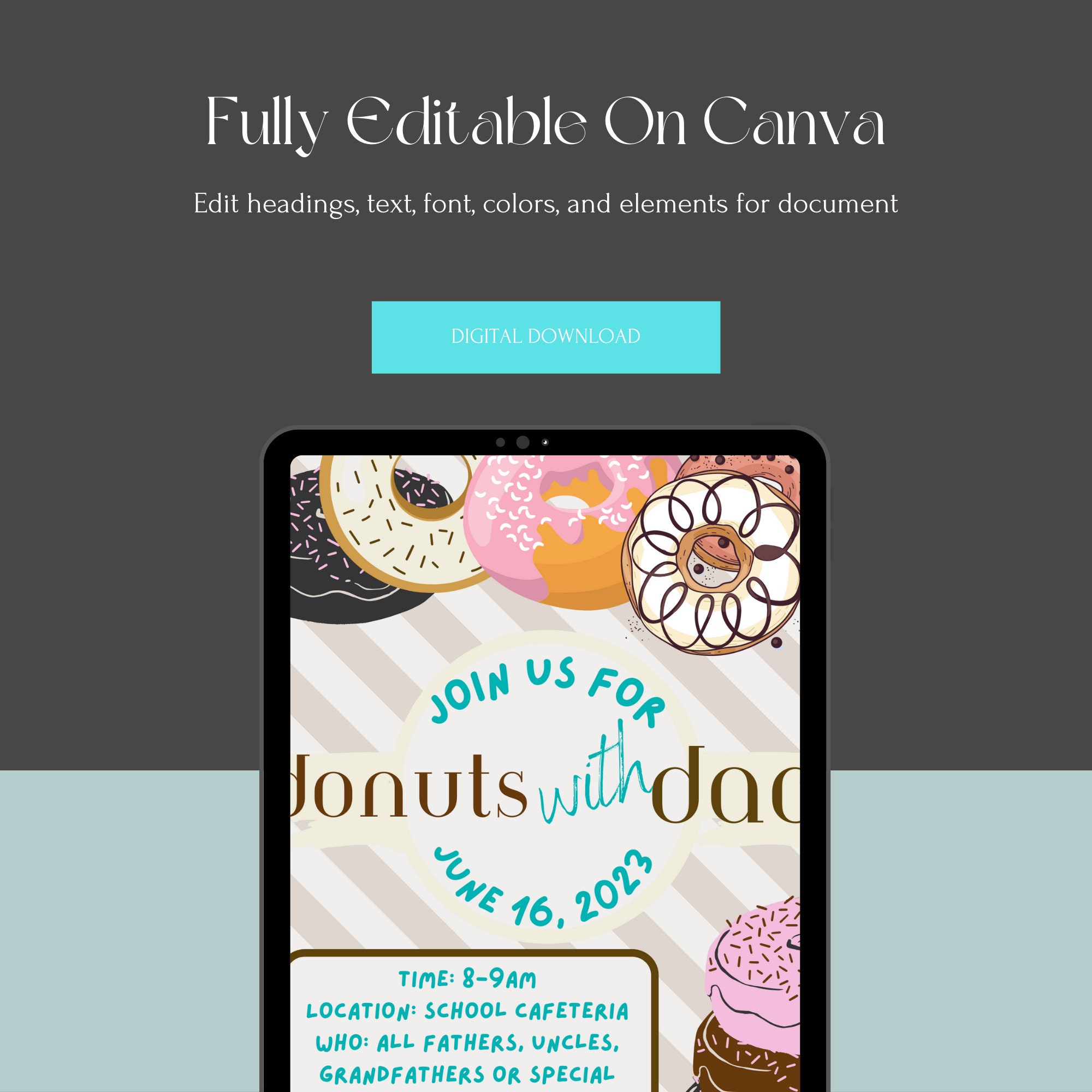 Donuts With Dad Flyer/invitation, Donuts With Dad Editable Template ...