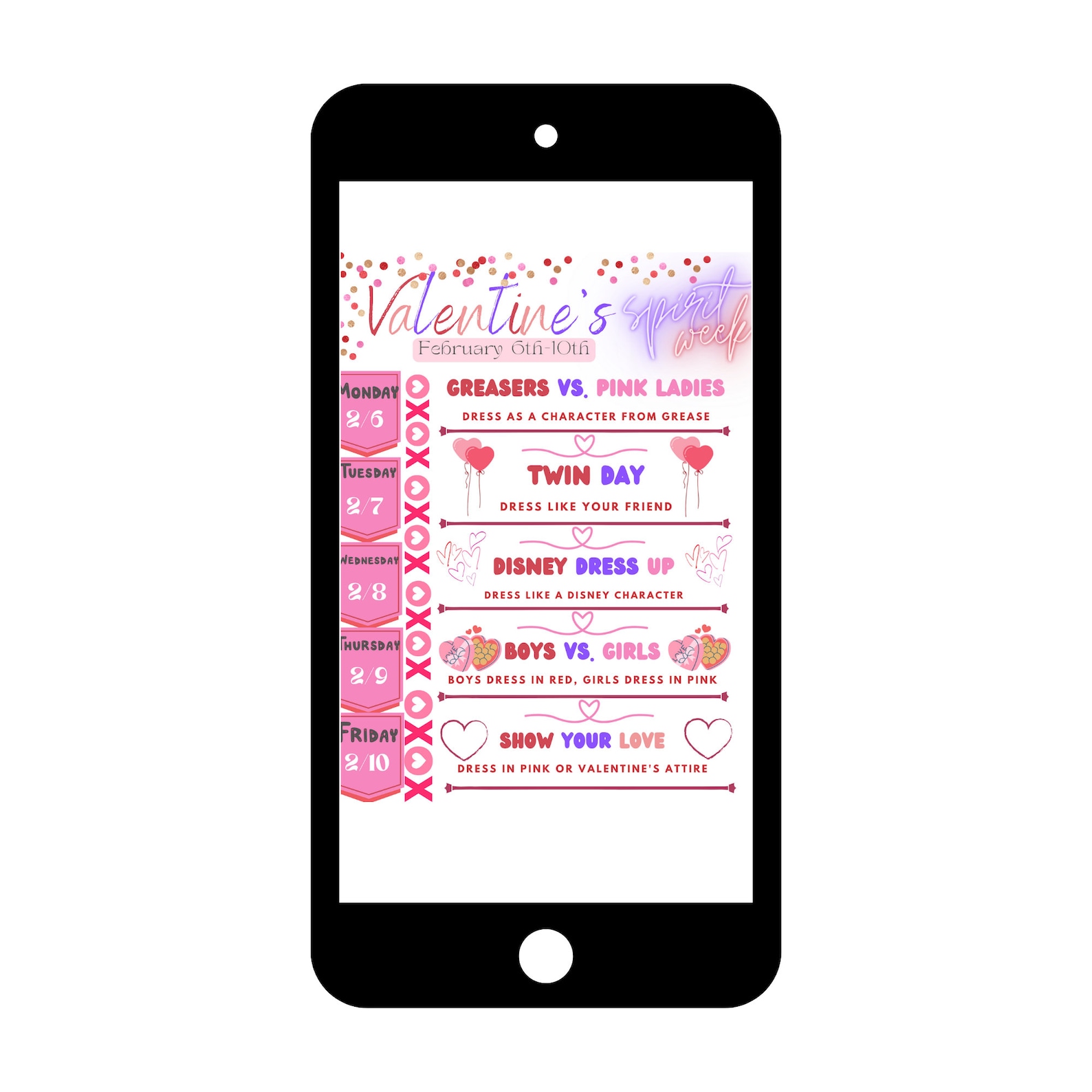 Valentines Day Spirit Week, Valentines Spirit Week, Preschool Theme ...