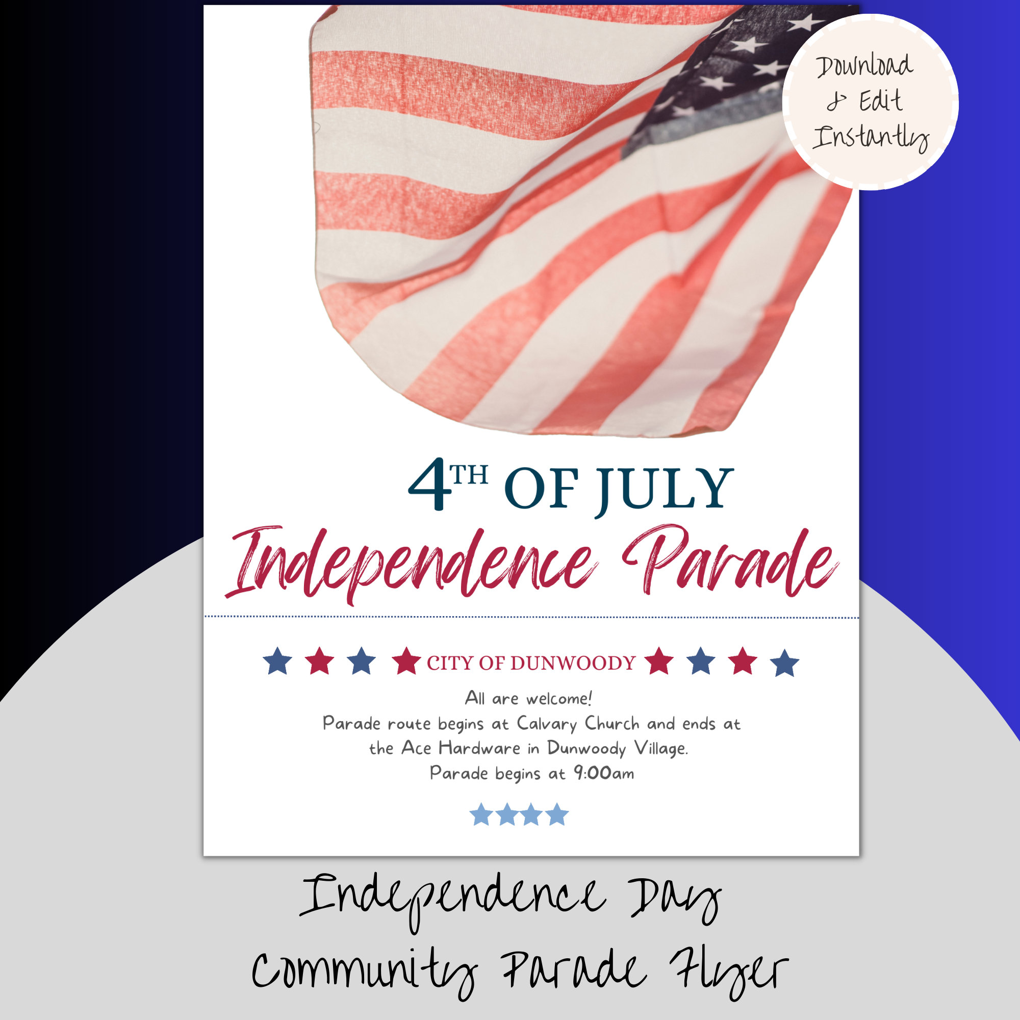 Editable 4th of July Parade + Independence Day BBQ Template Bundle ...