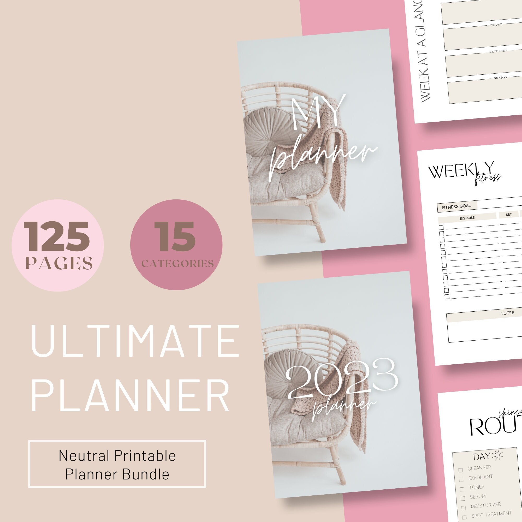 Neutral Planner Bundle, Printable Planner, Digital Planner Bundle ...