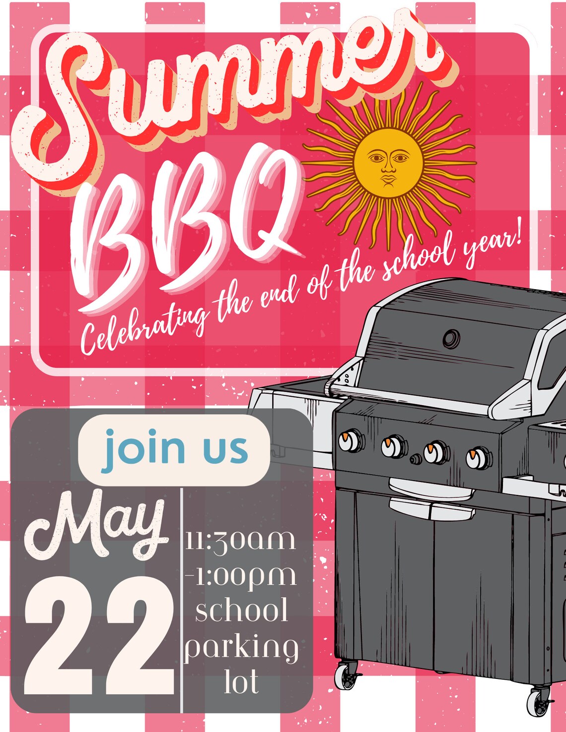 BBQ Invitation, Summer BBQ Flyer, Cook Out Template, End of School ...
