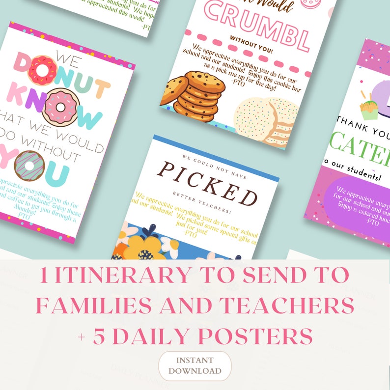 Teacher & Staff Appreciation Week Template Teacher - Etsy