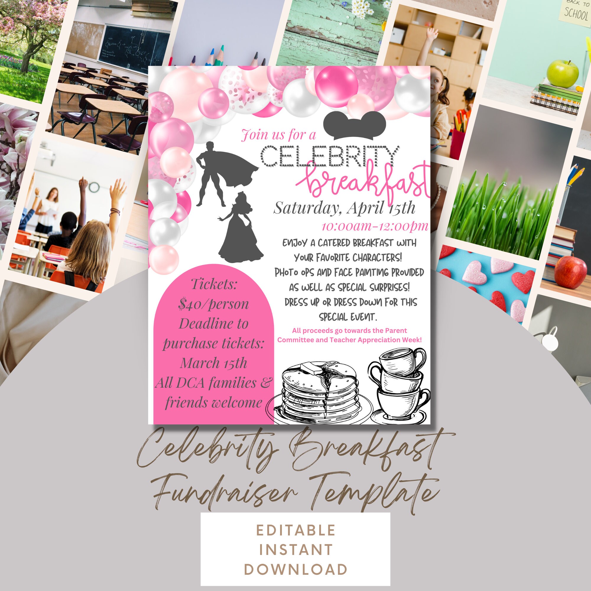 Celebrity Breakfast Fundraiser Template, Fundraiser Template, School ...