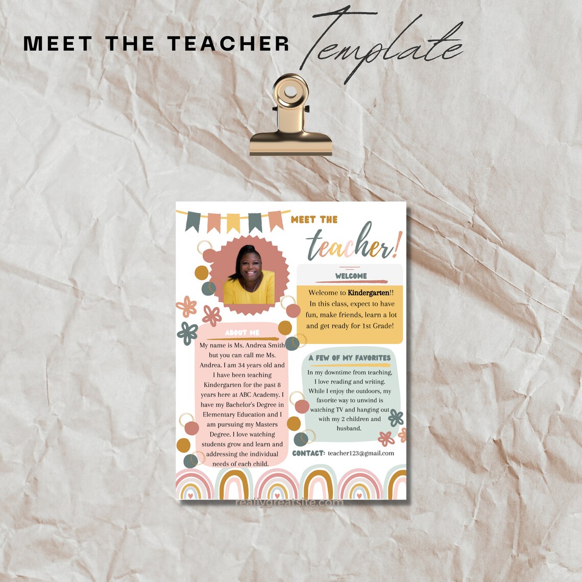 Meet the Teacher Template, Teacher Introductory Template, Teacher ...