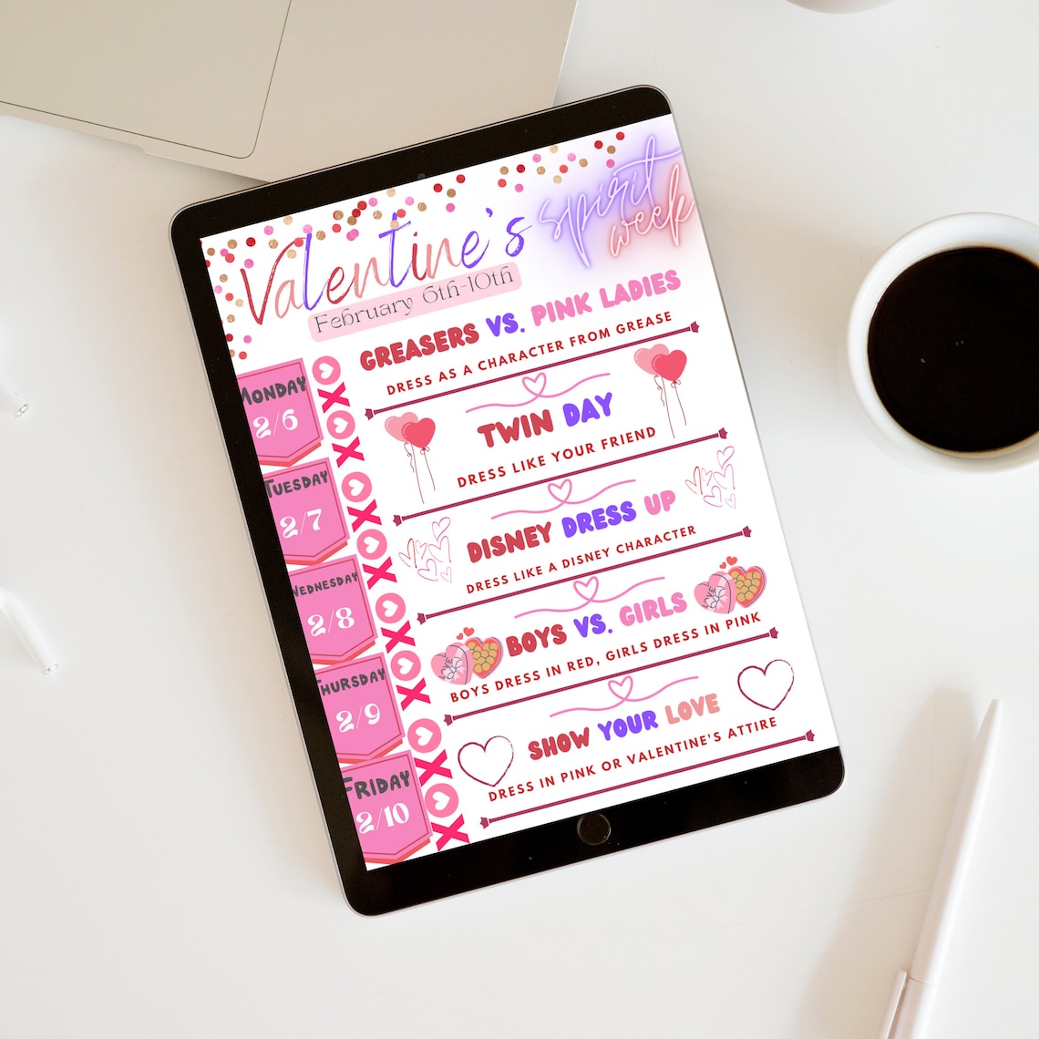 Valentines Day Spirit Week, Valentines Spirit Week, Preschool Theme ...