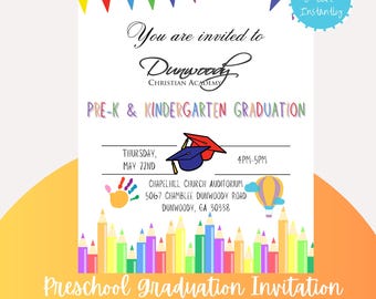 Editable Preschool or Pre-k Graduation Invitation or Flyer Canva ...
