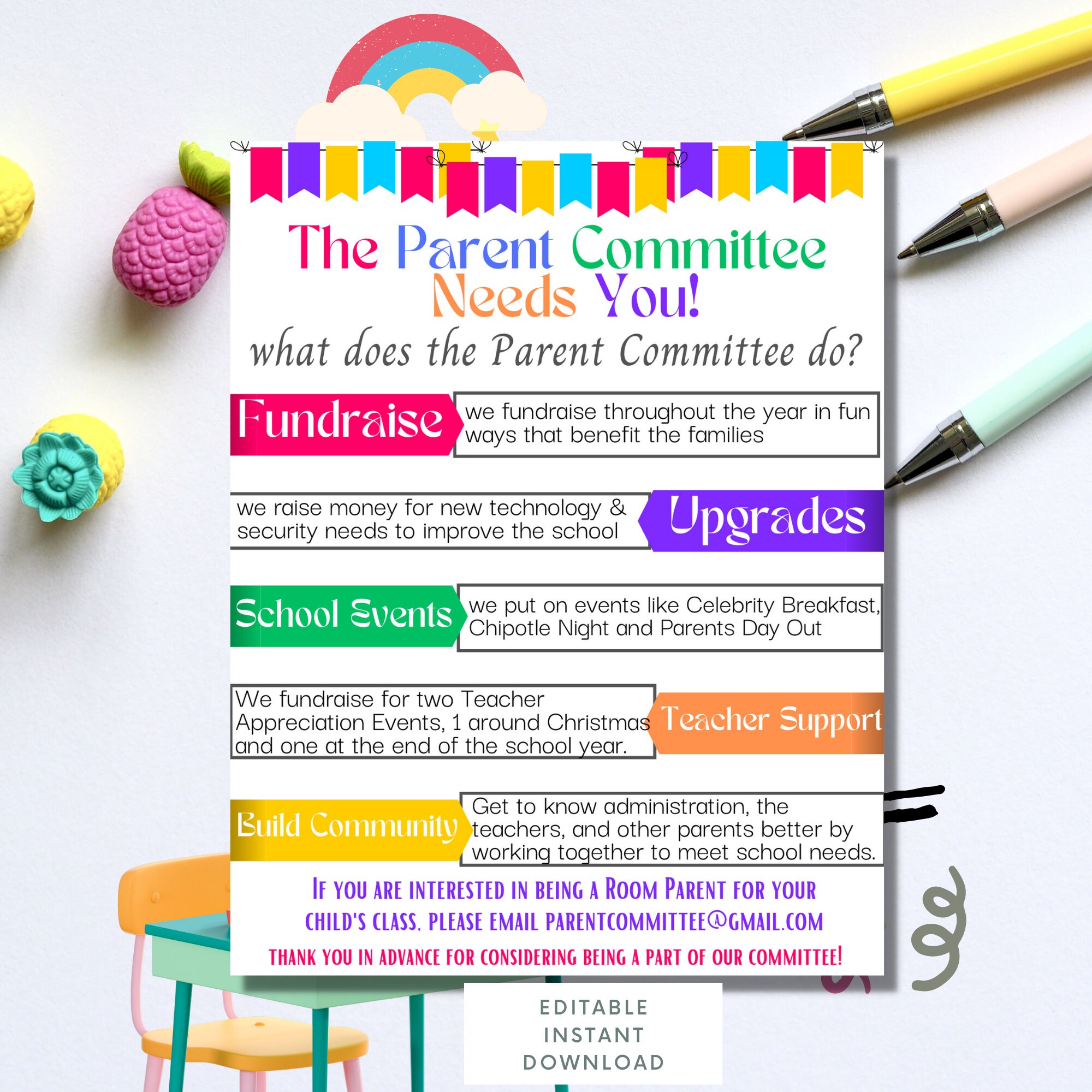 Printable/editable PTO/PTA Recruitment Flyer, Newsletter, Fundraising ...