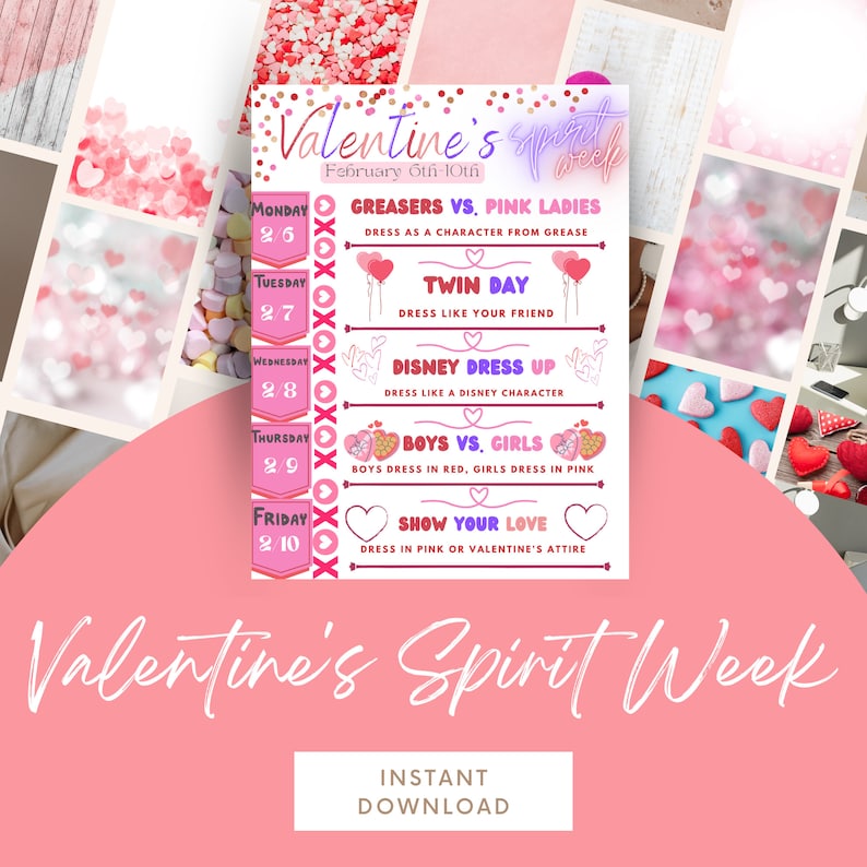 Valentines Day Spirit Week, Valentines Spirit Week, Preschool Theme ...