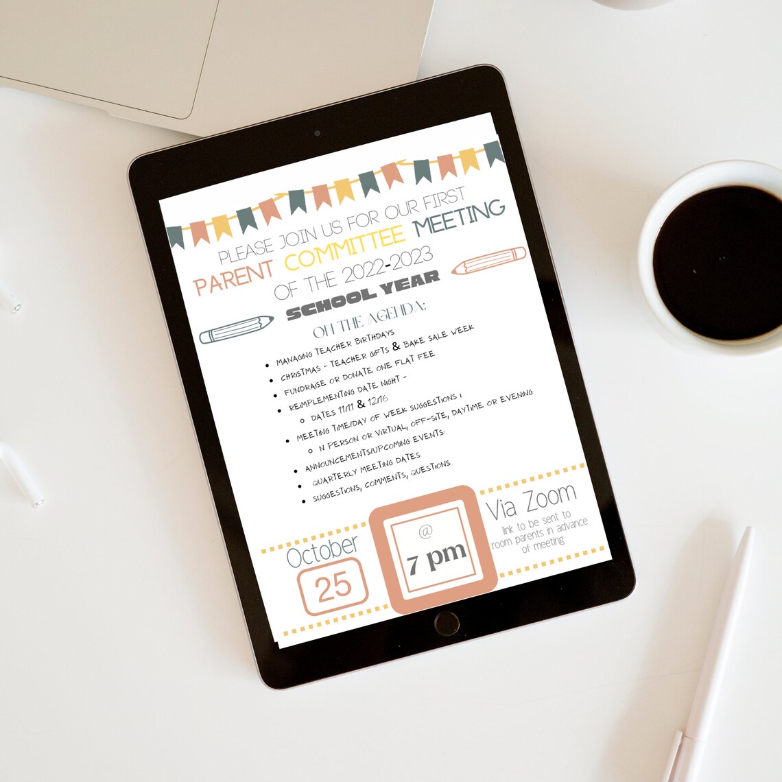 EDITABLE PTO, PTA, Parent Committee Meeting Flyer/invitation, School ...