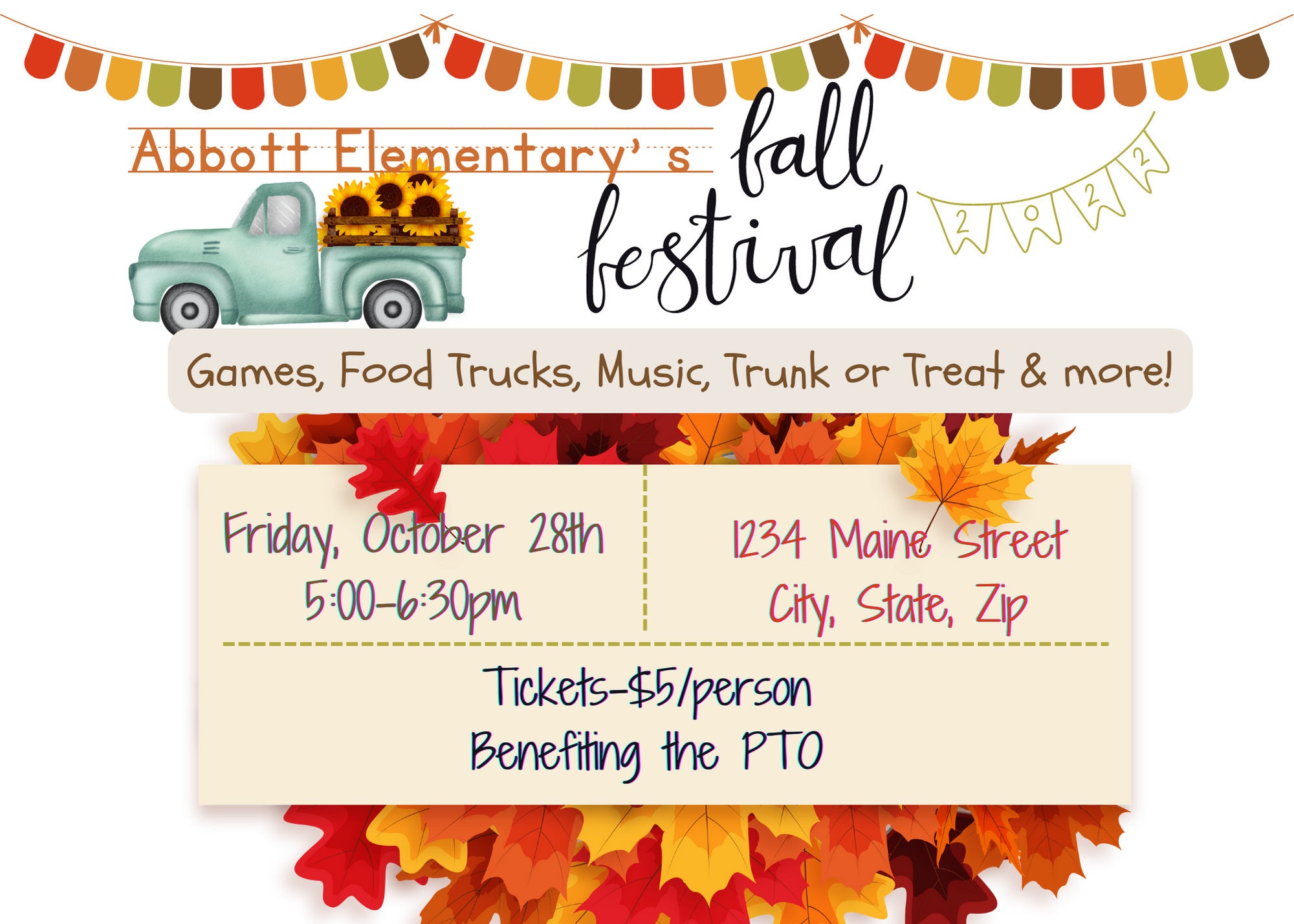 Fall Festival Flyer, School Festival Invitation, Digital, Instant ...