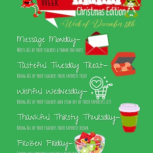 Teacher Appreciation Week, Winter Teacher Appreciation Week, Christmas ...