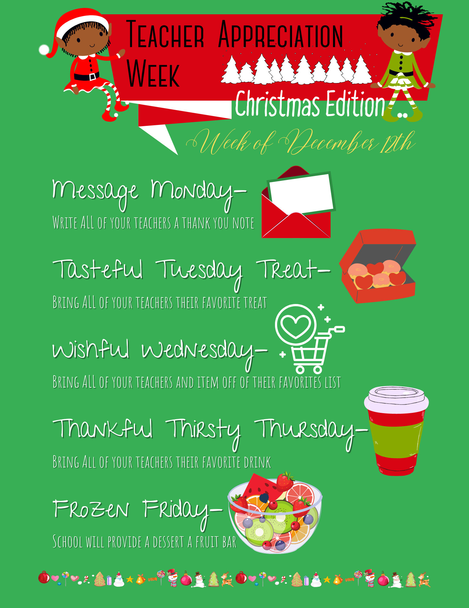 Teacher Appreciation Week, Winter Teacher Appreciation Week, Christmas ...