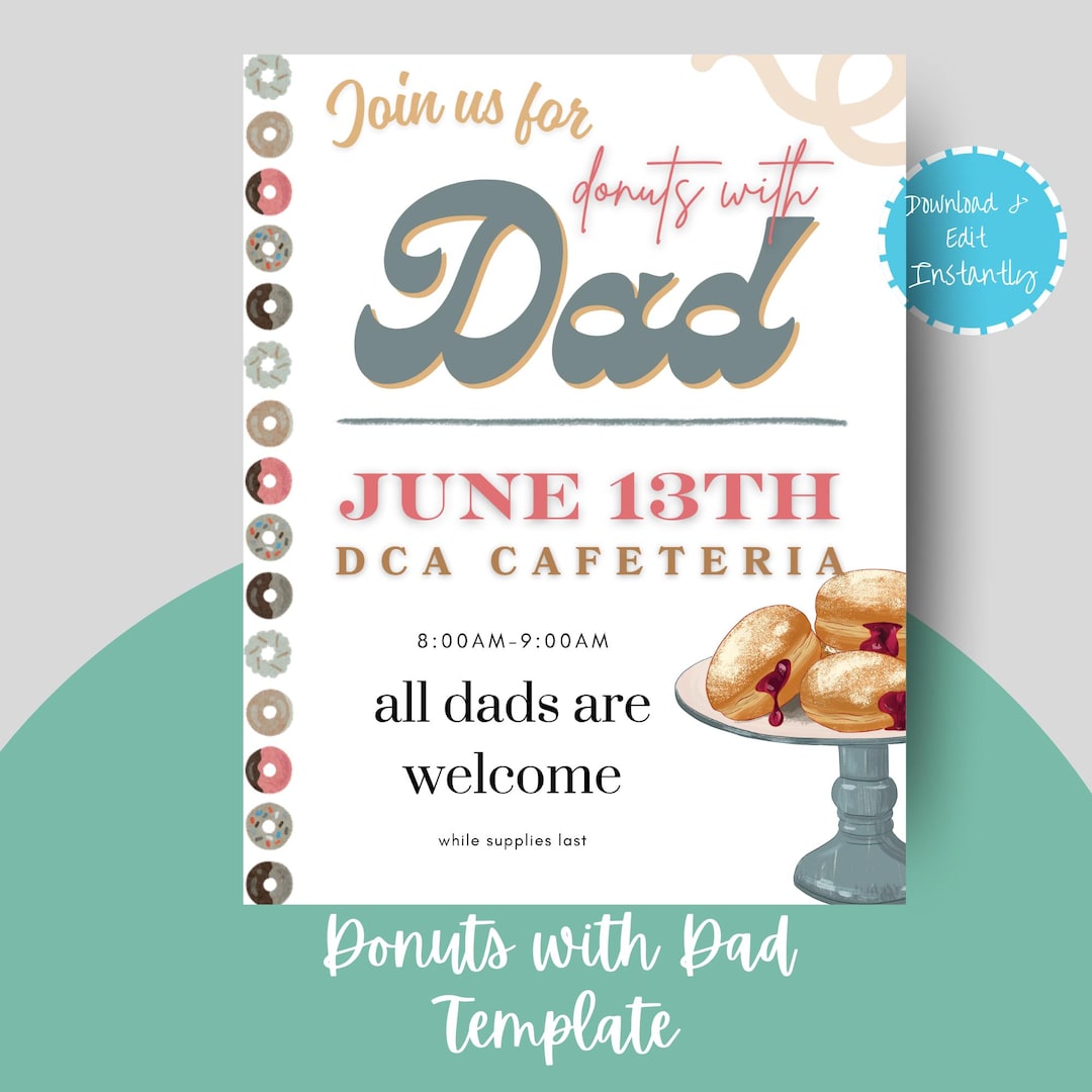 Donuts With Dad Flyer | Editable School Event Invitation | Canva ...