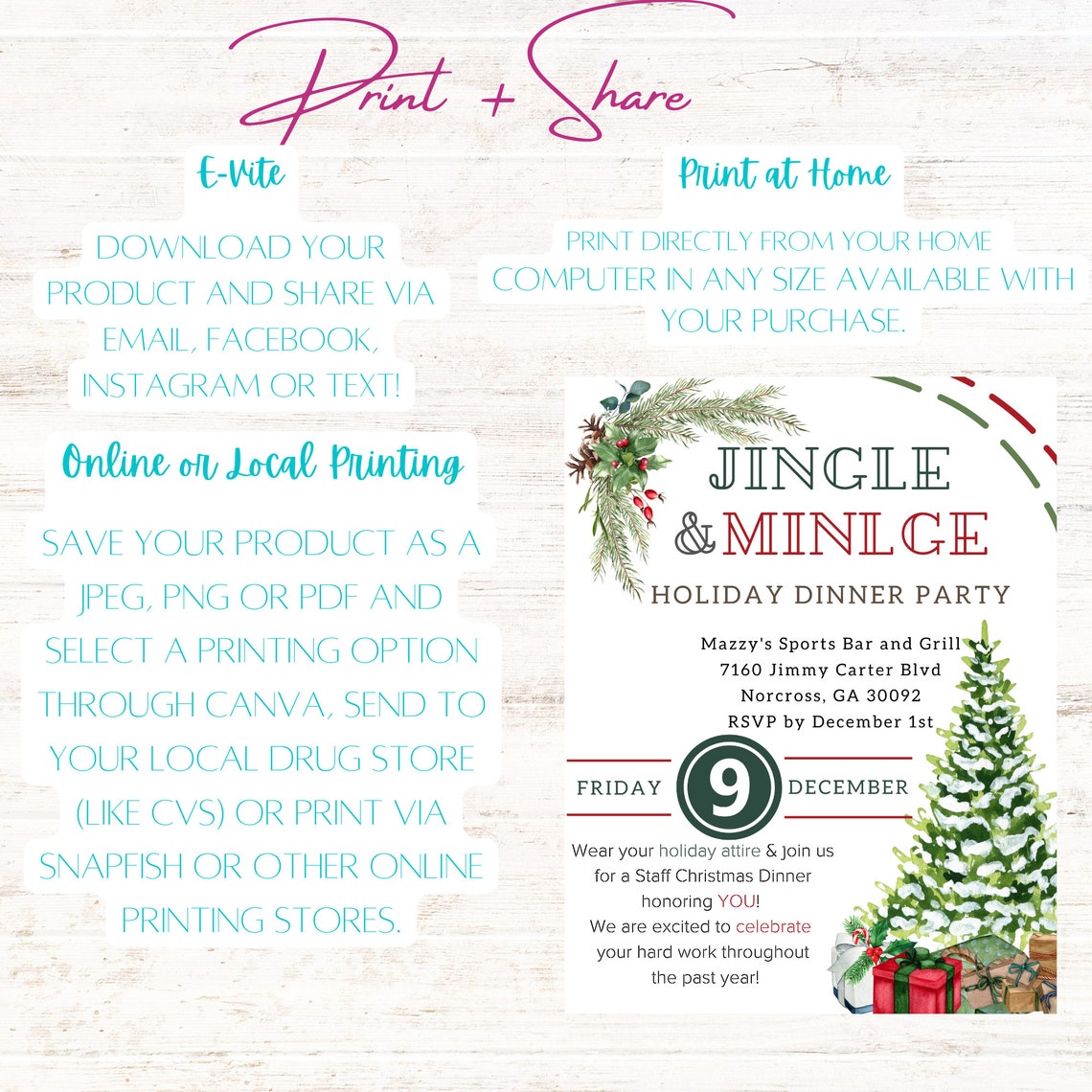 Jingle and Mingle Invitation, Christmas Party Invitation, Staff Holiday ...