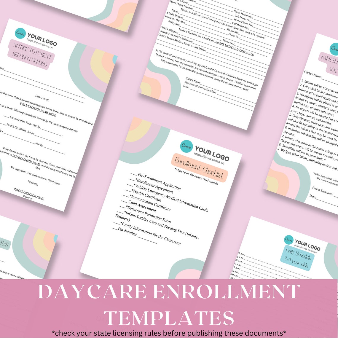 Daycare Enrollment Bundle Templates, Daycare Starter Kit, Daycare Forms ...